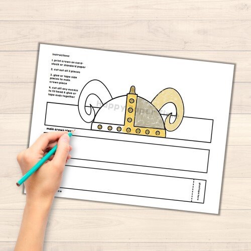 Viking Paper Crown Activity Printable Kids Craft Helmet - Etsy