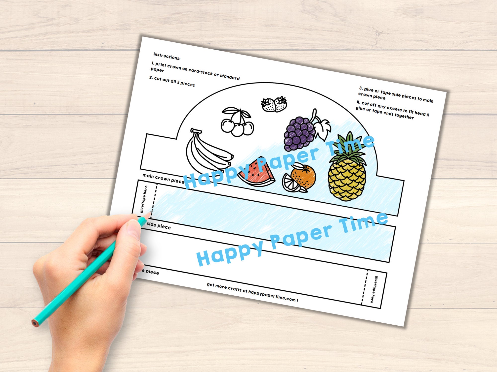 Fruits Summer Paper Crowns Spring Printable Kids Craft Coloring ...