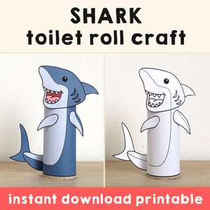 Shark Toilet Paper Roll Craft Ocean Animal Beach Sea Party Coloring ...