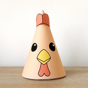 Chicken Party Hat Paper Printable Template Print Out Farm Animal Table ...