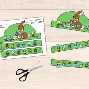 Easter Bunny Hat Paper Crown Coloring Headband Easter Cut Out Party ...