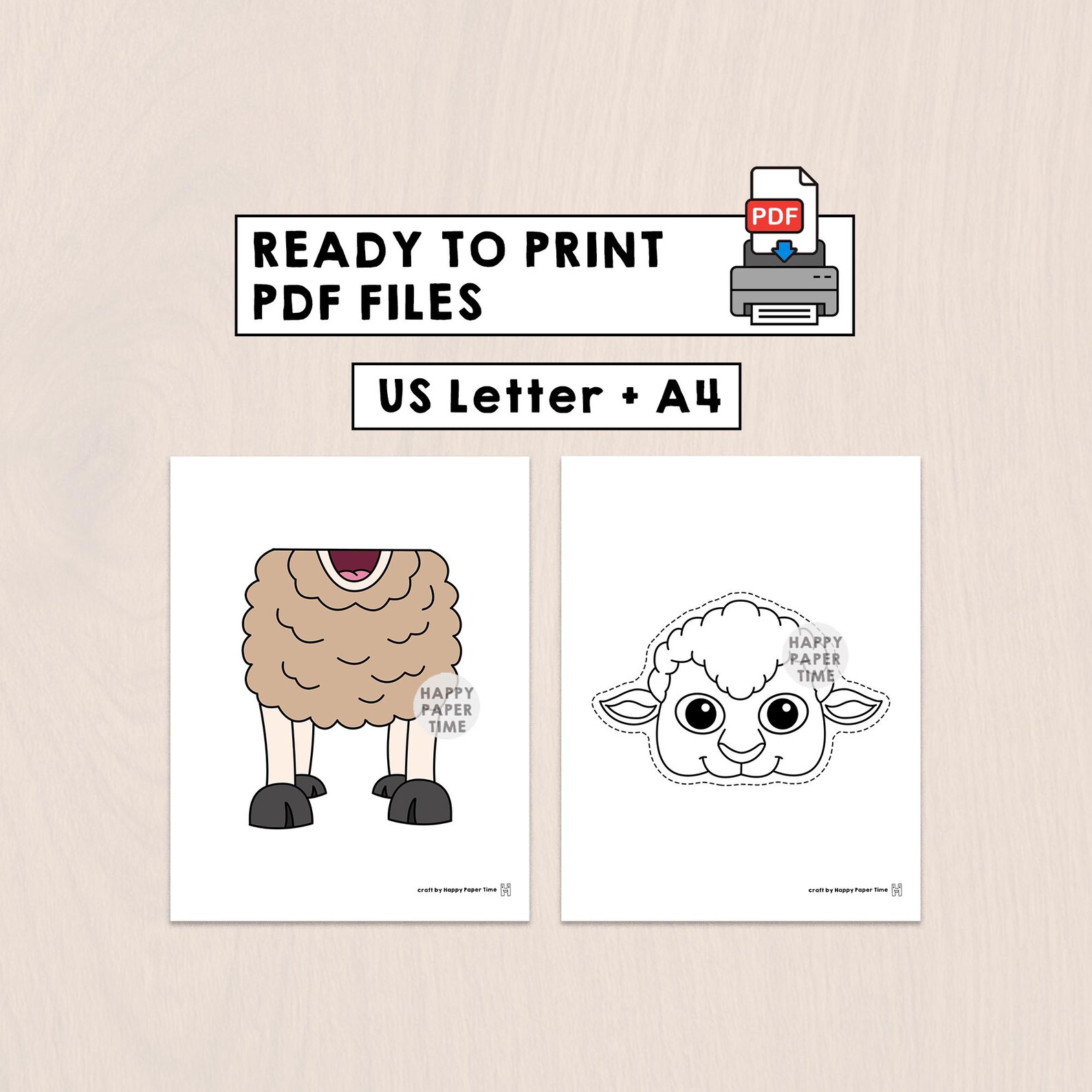 Sheep Lamb Paper Bag Puppet Printable Farm Animal Craft Activity Cut ...