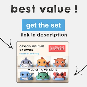 Ocean Animals Paper Crowns Shark Fish Octopus Whale Sea Turtle Crab ...