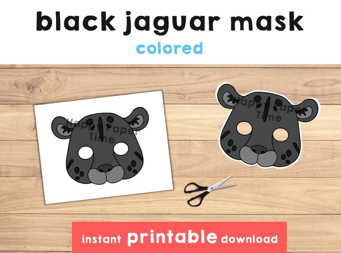 Black Jaguar Panther Mask Printable Party Favor Costume Mask - Etsy