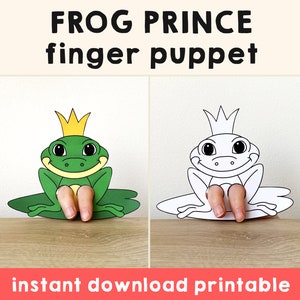 Frog Prince Paper Craft Printable Pond Animal Finger Puppet Kids Craft ...