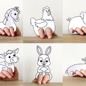 Farm Animal Paper Craft Printable Finger Puppet Template Kids Craft ...
