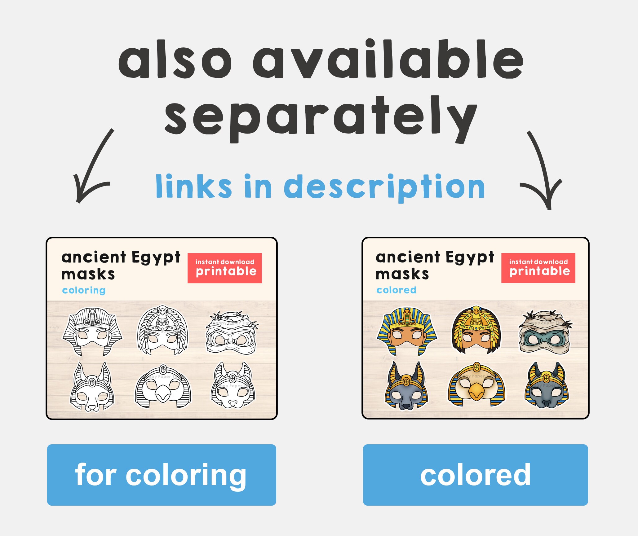 Ancient Egypt Masks Template Pharaoh Cleopatra Mummy Horus Anubis Bast ...