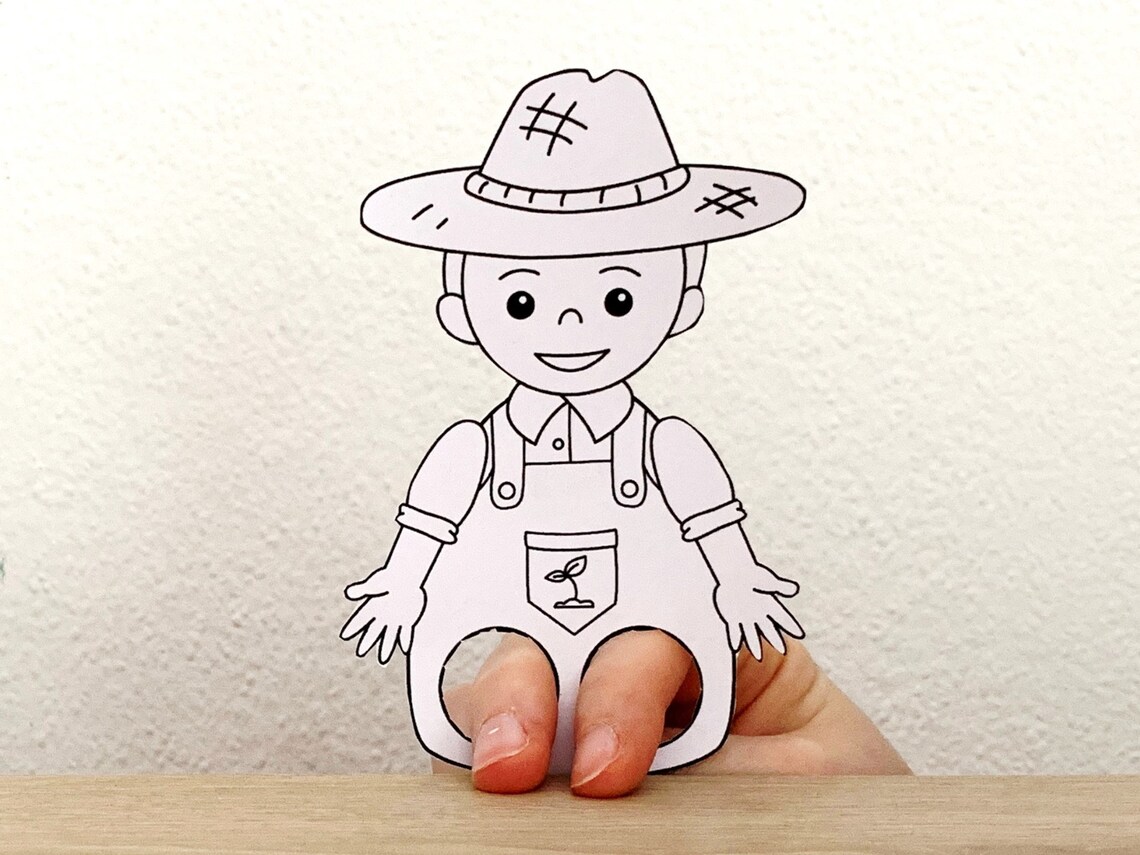 Farmer Paper Craft Printable Community Helper Finger Puppet Kids Farm ...