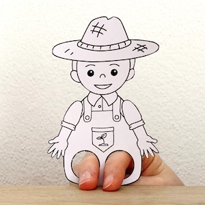 Farmer Paper Craft Printable Community Helper Finger Puppet Kids Farm ...