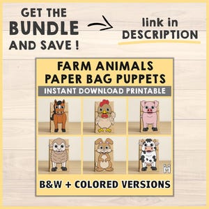 Cow Paper Bag Puppet Printable Farm Animal Craft Activity Cut Paste ...