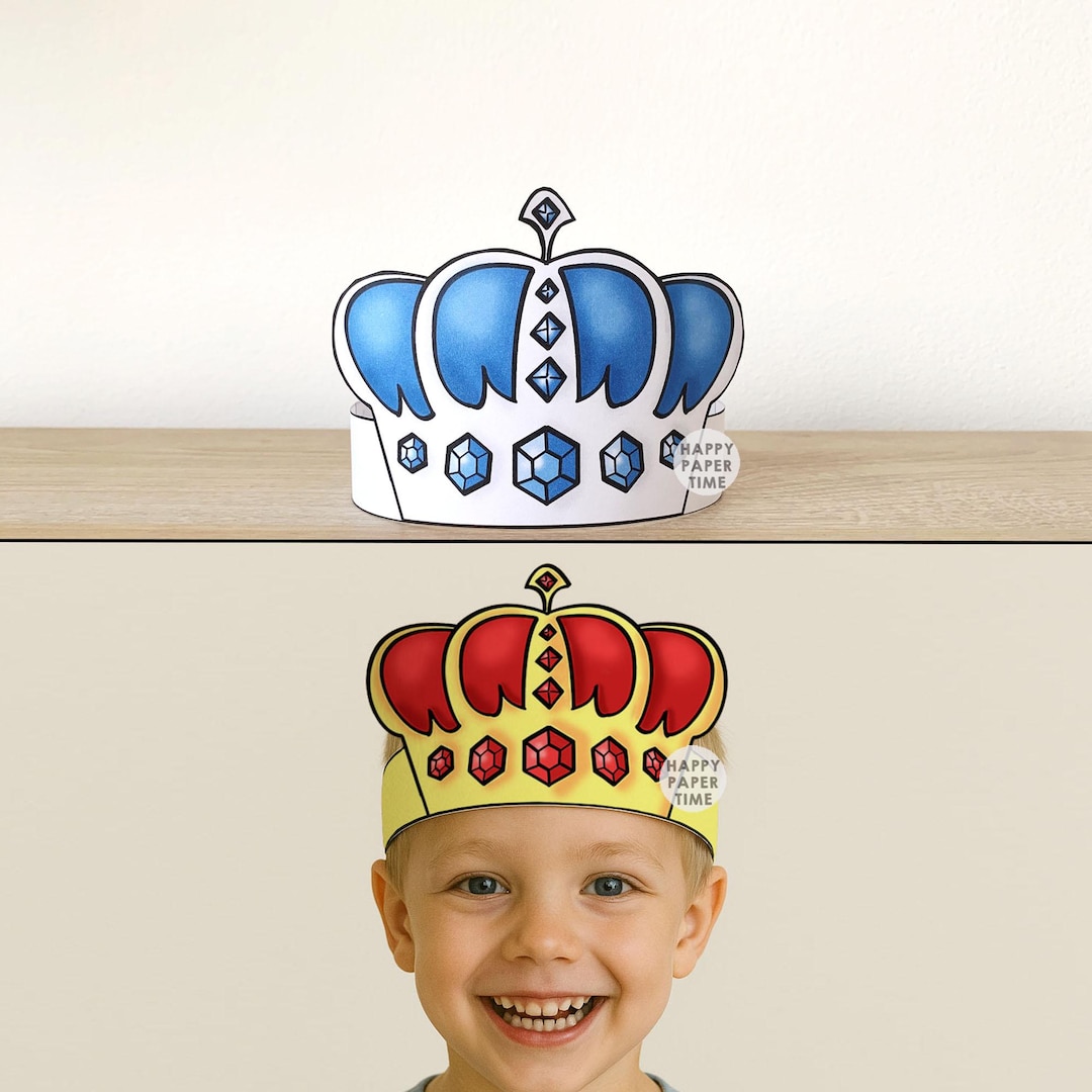 Prince Paper Crown King Royal Printable Kids Craft Prince Birthday ...