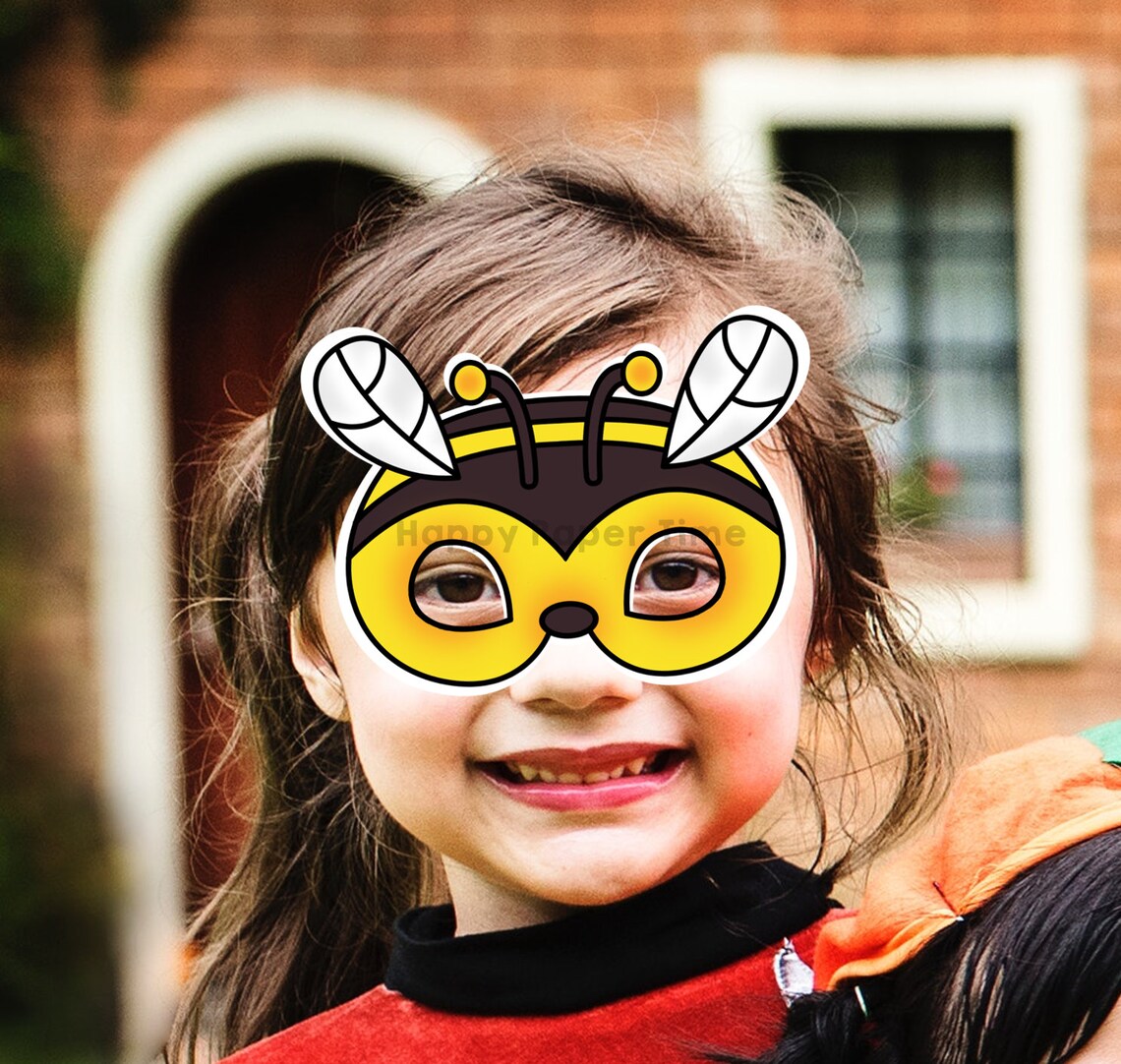 Bee Mask Costume Animal Mask Printable Party Favor Insect | Etsy