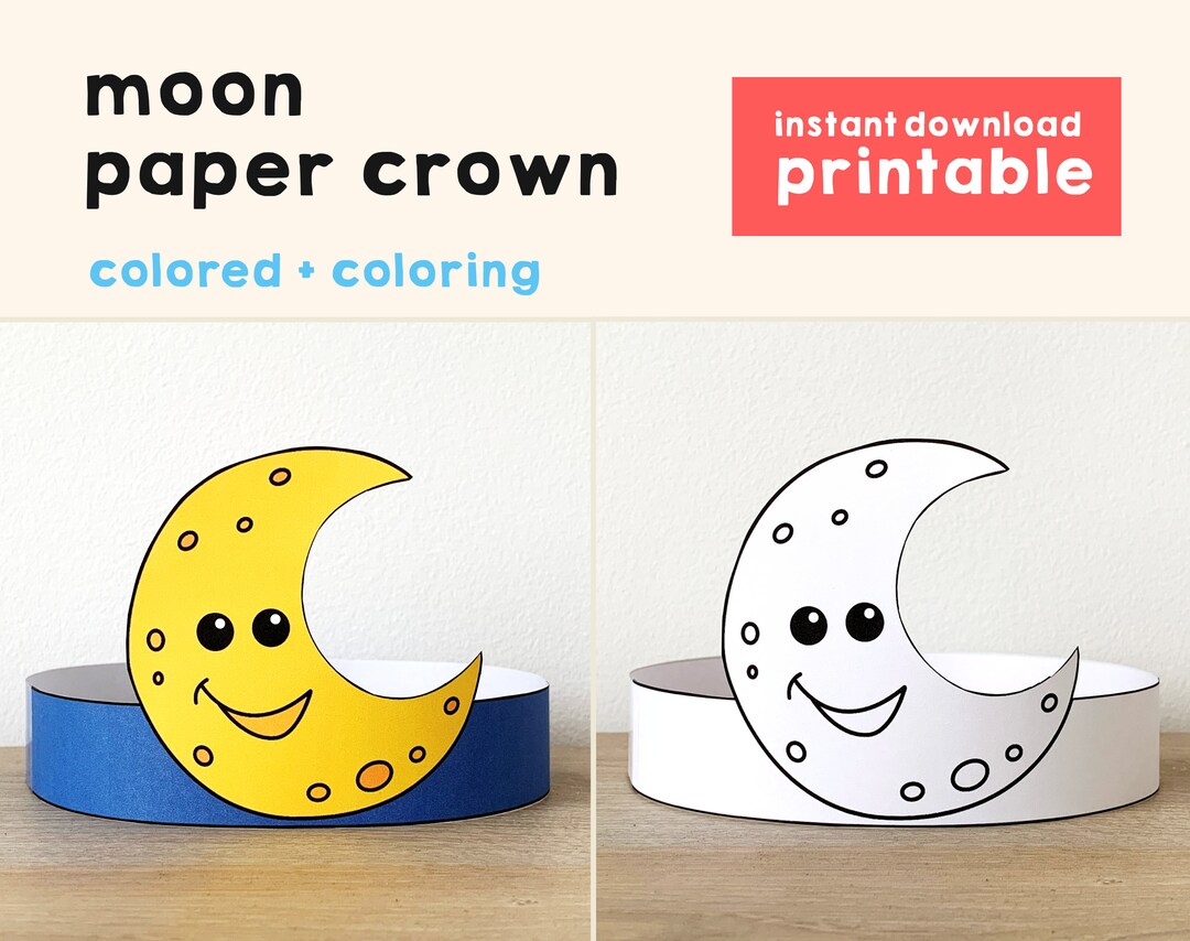 Moon Paper Crowns Astronomy Summer Spring Printable Kids Craft - Etsy