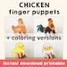 Chicken Puppet Paper Craft Printable Finger Puppet Kids Craft Animal ...