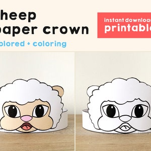 Sheep Paper Crown Template Coloring Activity Printable Kids - Etsy