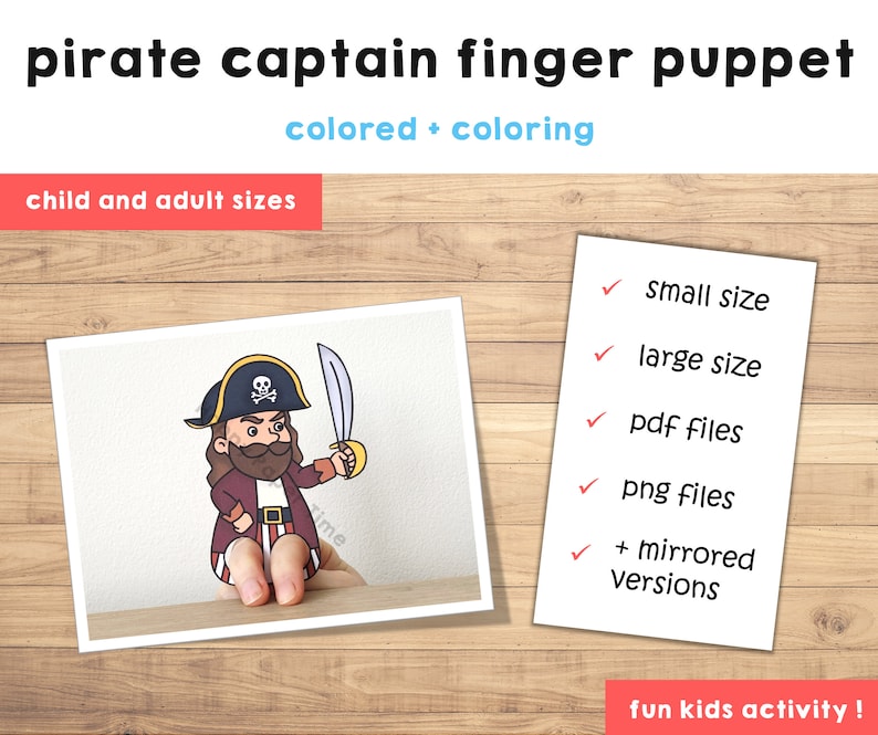 Pirate Paper Craft Printable Finger Puppet Template Kids Craft | Etsy