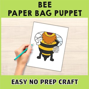 Bee Paper Bag Puppet Printable Spring Bugs Insects Animal Craft ...