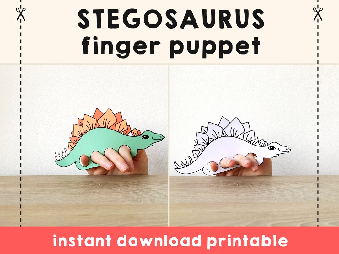 Dinosaur Stegosaurus Paper Craft Printable Finger Puppet Kids Craft ...