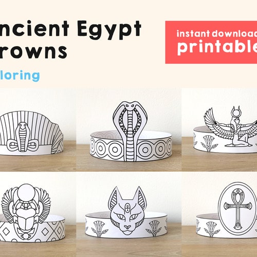 Ancient Egypt Paper Crowns Pharaoh Cobra Cleopatra Isis Scarab - Etsy