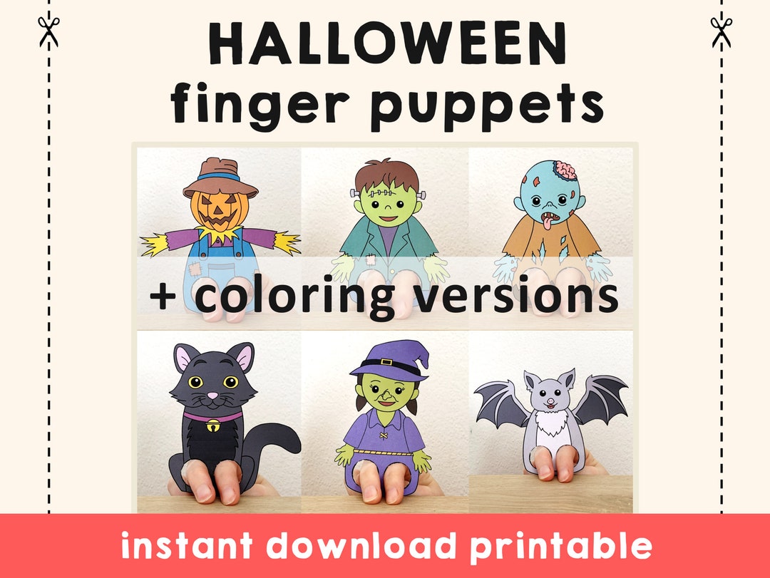 Halloween Paper Craft Printable Finger Puppet Template Kids Craft ...
