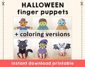 Halloween Paper Craft Printable Finger Puppet Template Kids - Etsy
