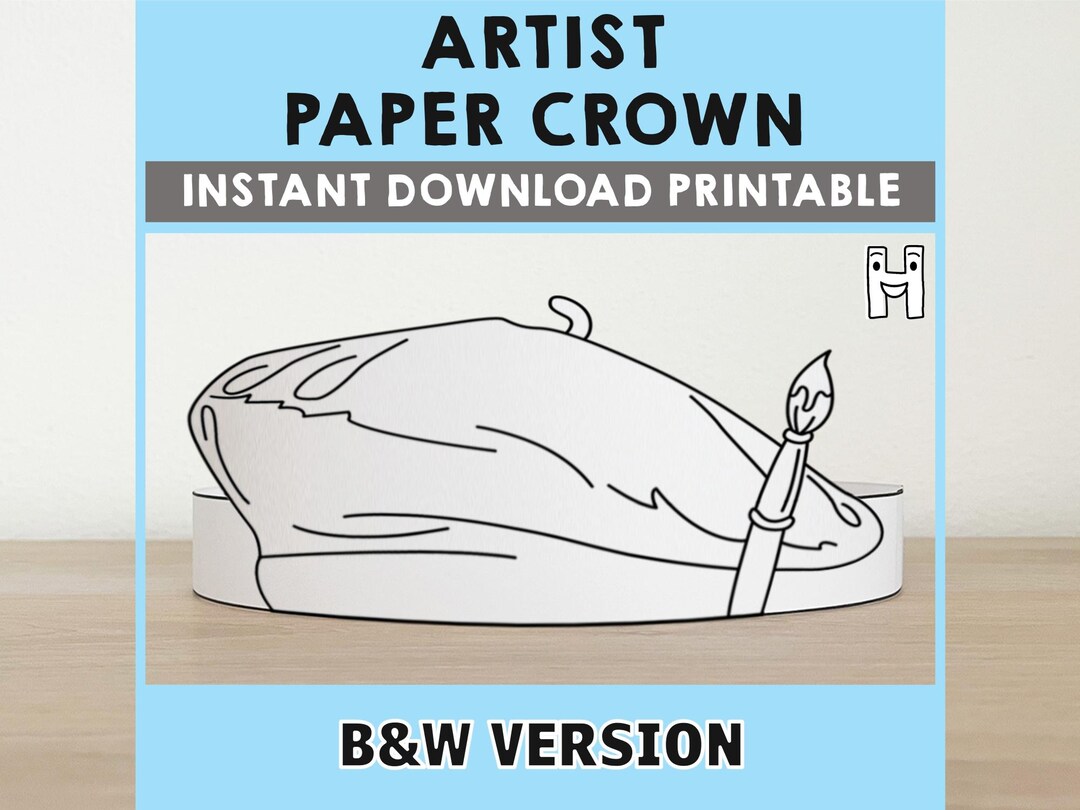 Artist Hat Painter Paper Crown French Party Coloring Printable Kids ...