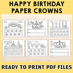 Happy Birthday Paper Crowns Party B-day Printable Kids Craft Birthday ...