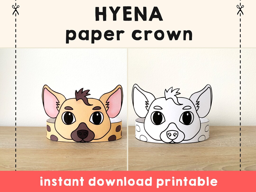 Hyena Paper Crown Party Coloring Printable Kids Craft African Birthday ...