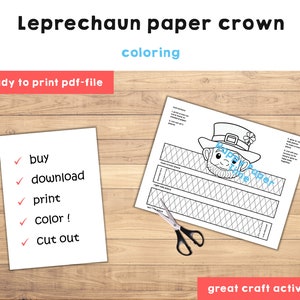 Leprechaun Paper Crown Headband St Patrick's Day Party Coloring ...