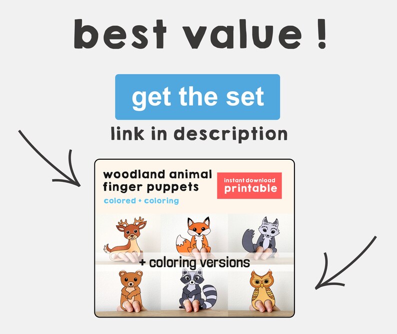 Deer Paper Craft Printable Woodland Animal Finger Puppet Kids | Etsy