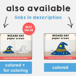 Wizard Hat Paper Crown Template Fantasy Party Headband Coloring ...