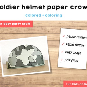Soldier Helmet Paper Crown Headband Military Army Veteran Day Coloring ...