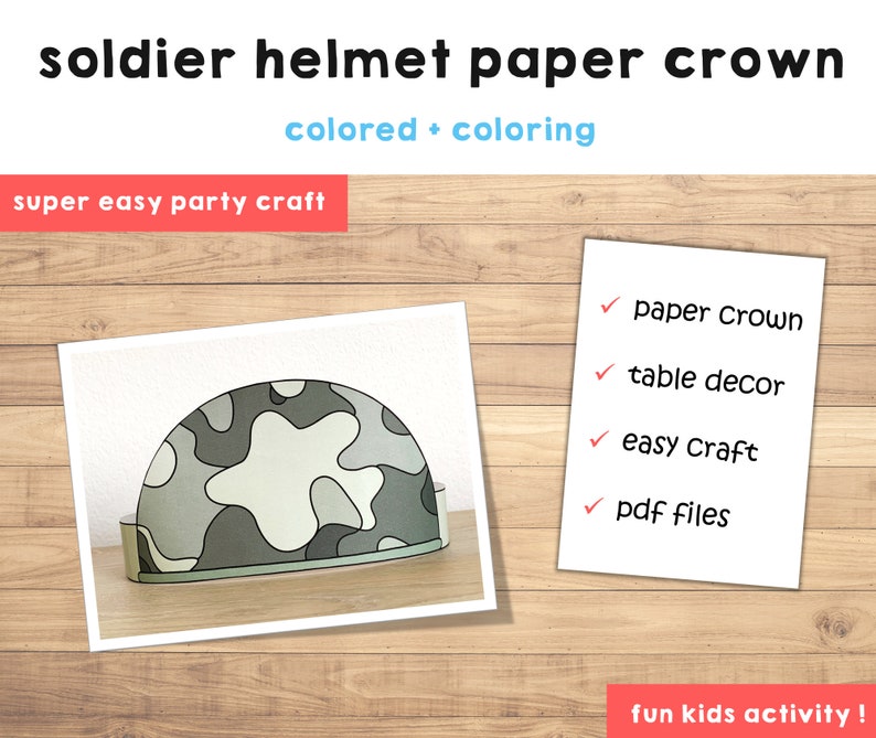 Soldier Helmet Paper Crown Headband Military Army Veteran Day - Etsy