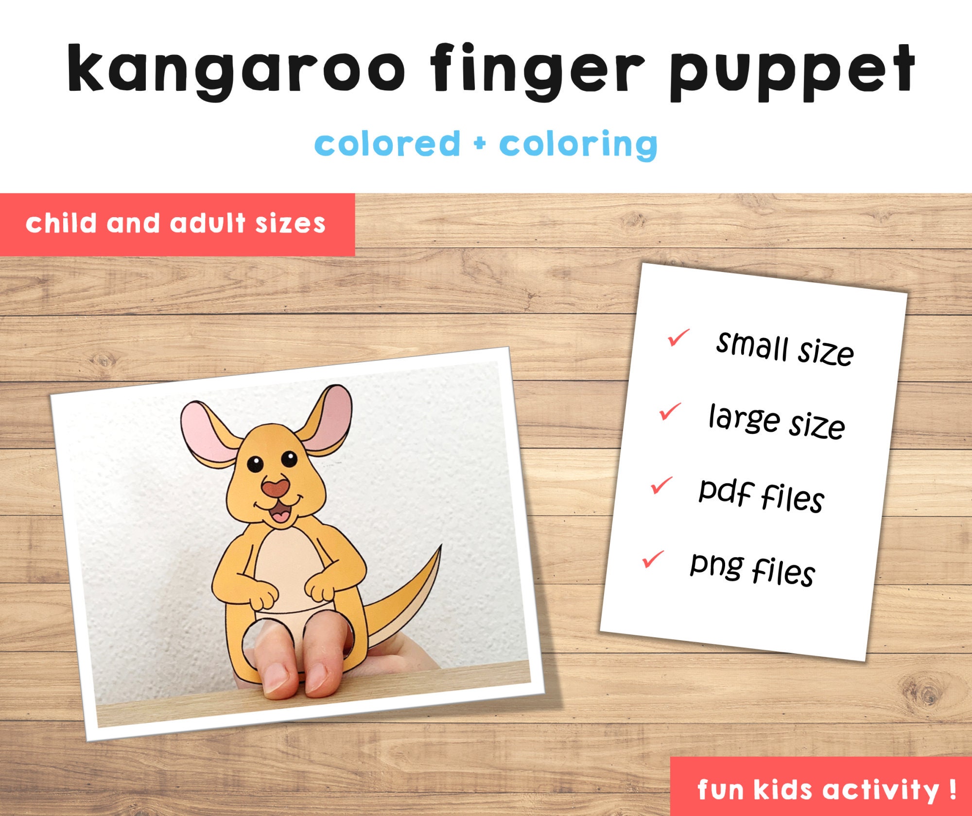 Kangaroo Paper Craft Printable Australian Animal Finger Puppet - Etsy
