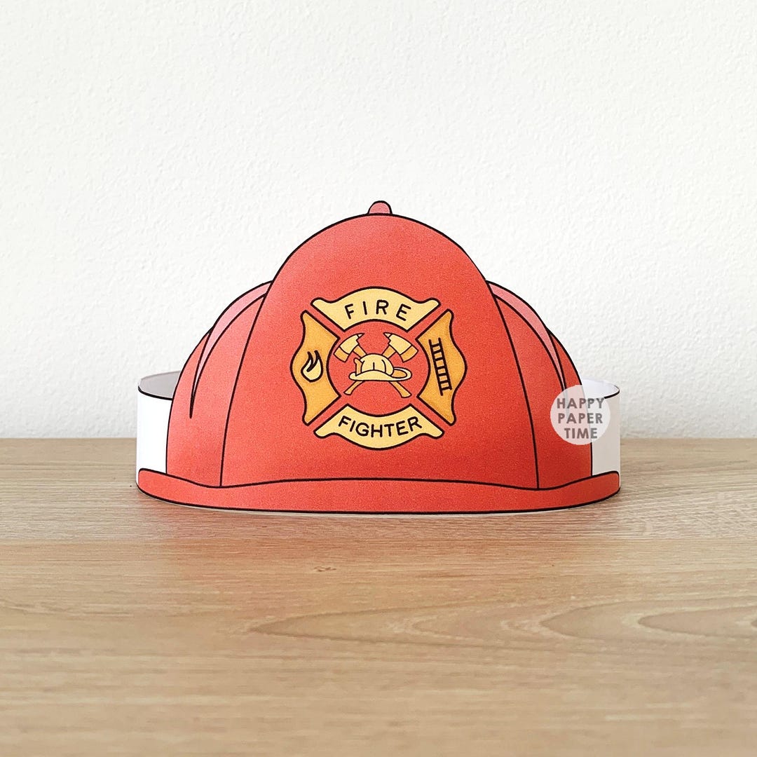 Firefighter Helmet Paper Crown Party Template Printable Kids Craft ...
