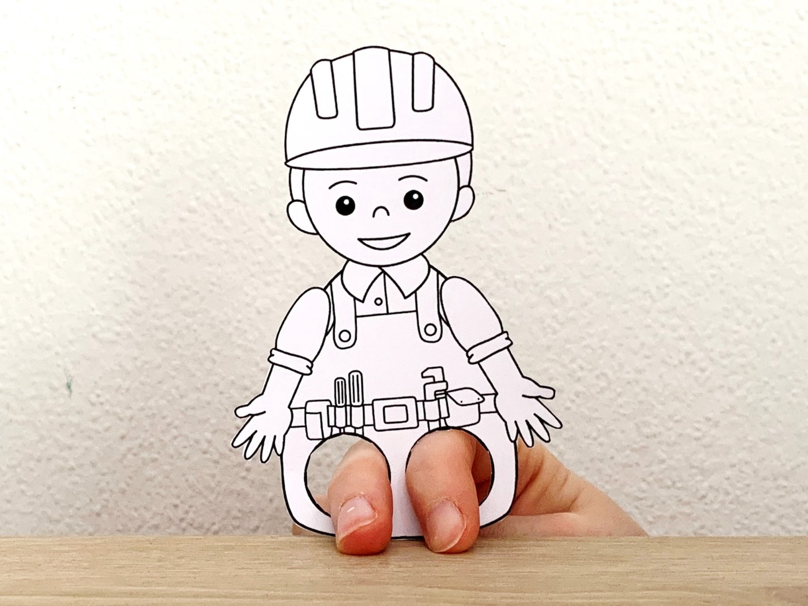 Construction Worker Paper Craft Printable Community Helper Finger ...