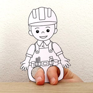 Construction Worker Paper Craft Printable Community Helper Finger ...