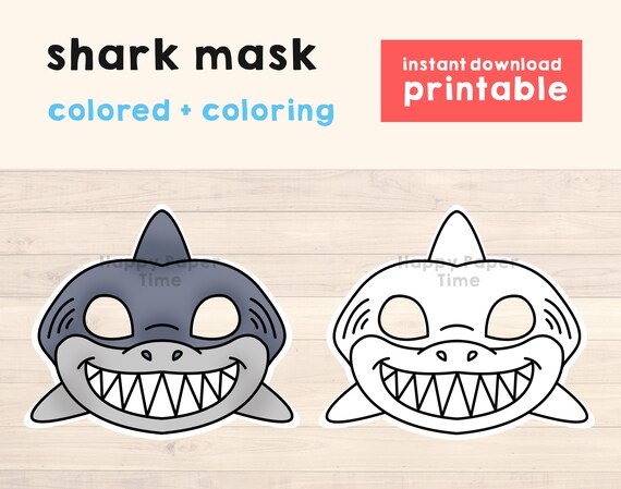 Shark Mask Template Costume Kids Diy Ocean Sea Animal Party - Etsy Canada