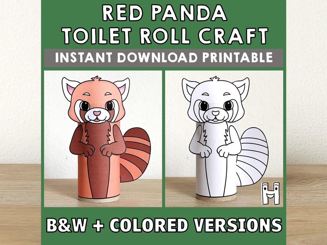 Red Panda Toilet Paper Roll Craft Asian Animal Jungle Party Coloring ...