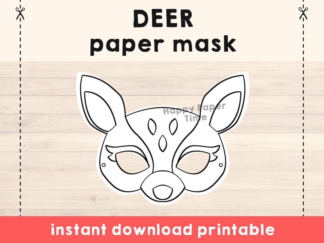 Deer Mask Printable Deer Party Printable Gift Deer Costume Deer Paper ...