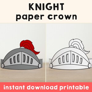 Knight Paper Helmet Crown Template Fantasy Party Headband Coloring ...