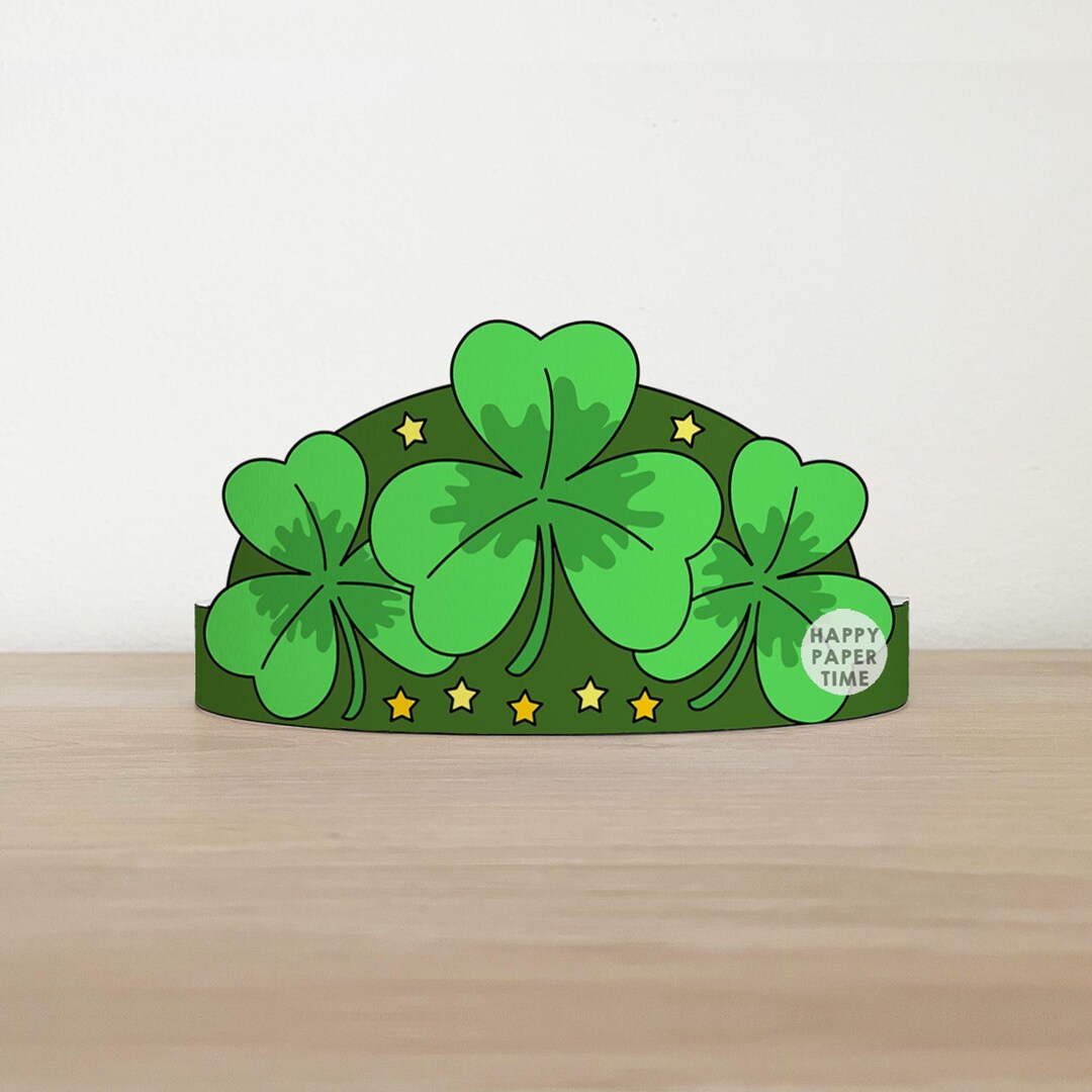 Shamrock Clovers Paper Crown Headband St Patrick's Day Party Activity ...