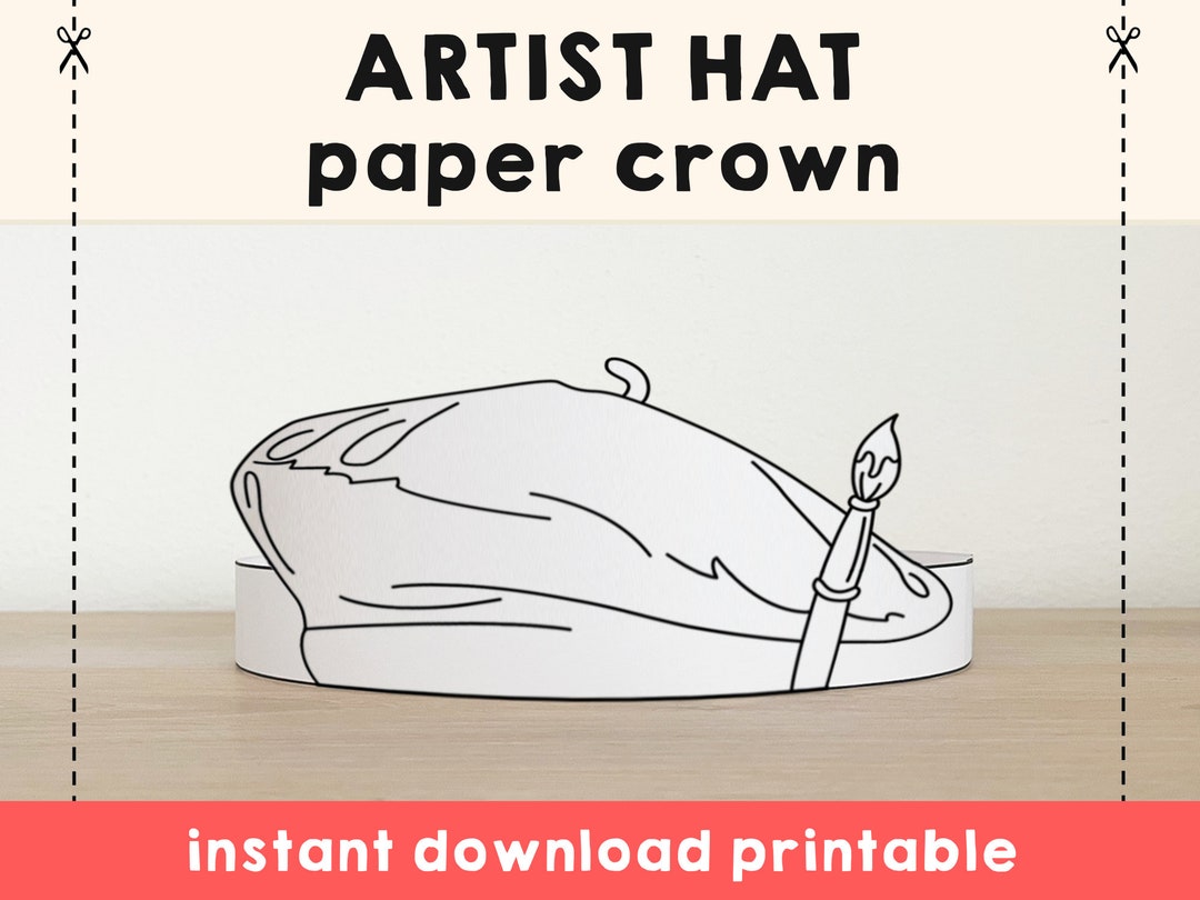 Artist Hat Painter Paper Crown French Party Coloring Printable Kids ...