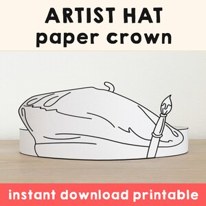 Artist Hat Painter Paper Crown French Party Coloring Printable Kids ...