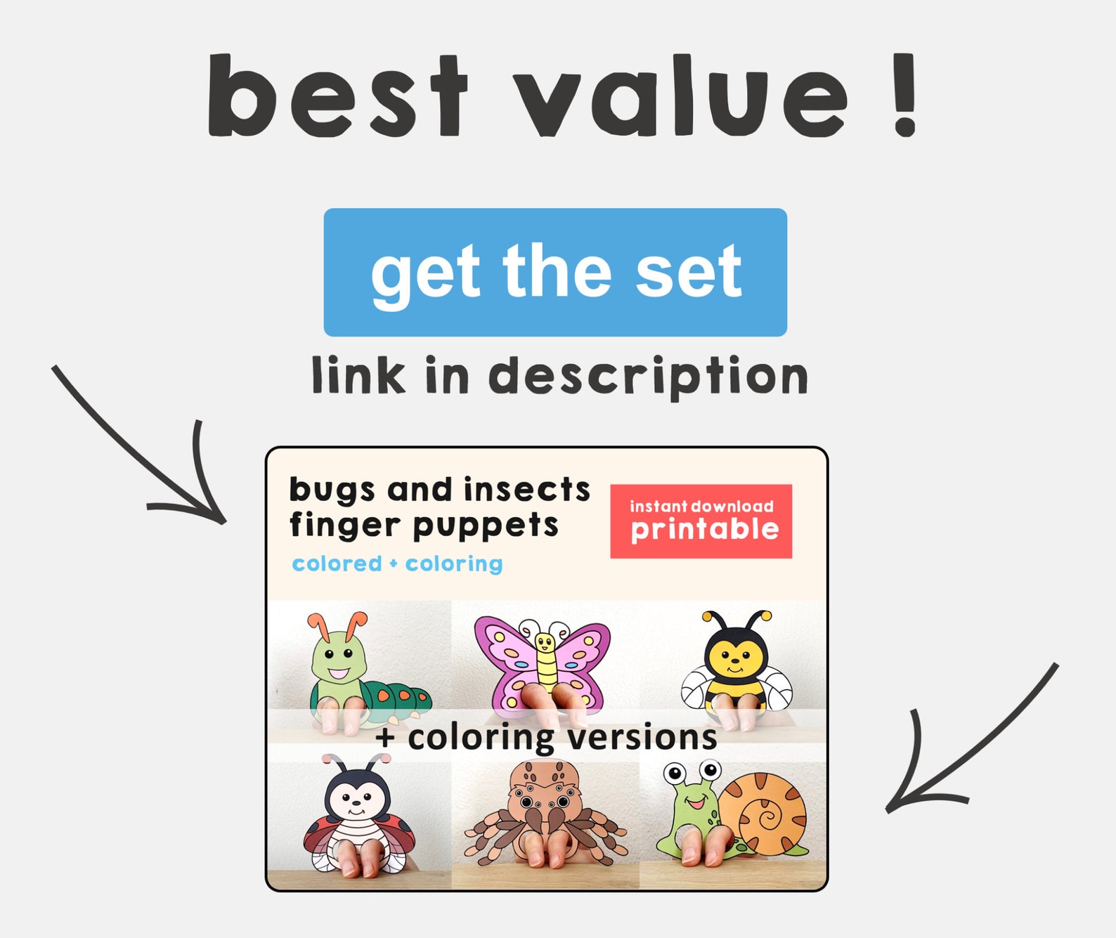 Spider Paper Craft Printable Finger Puppet Bug Template Kids - Etsy