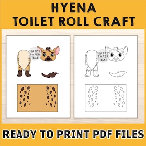Hyena Toilet Paper Roll Craft African Animal Safari Party Coloring ...