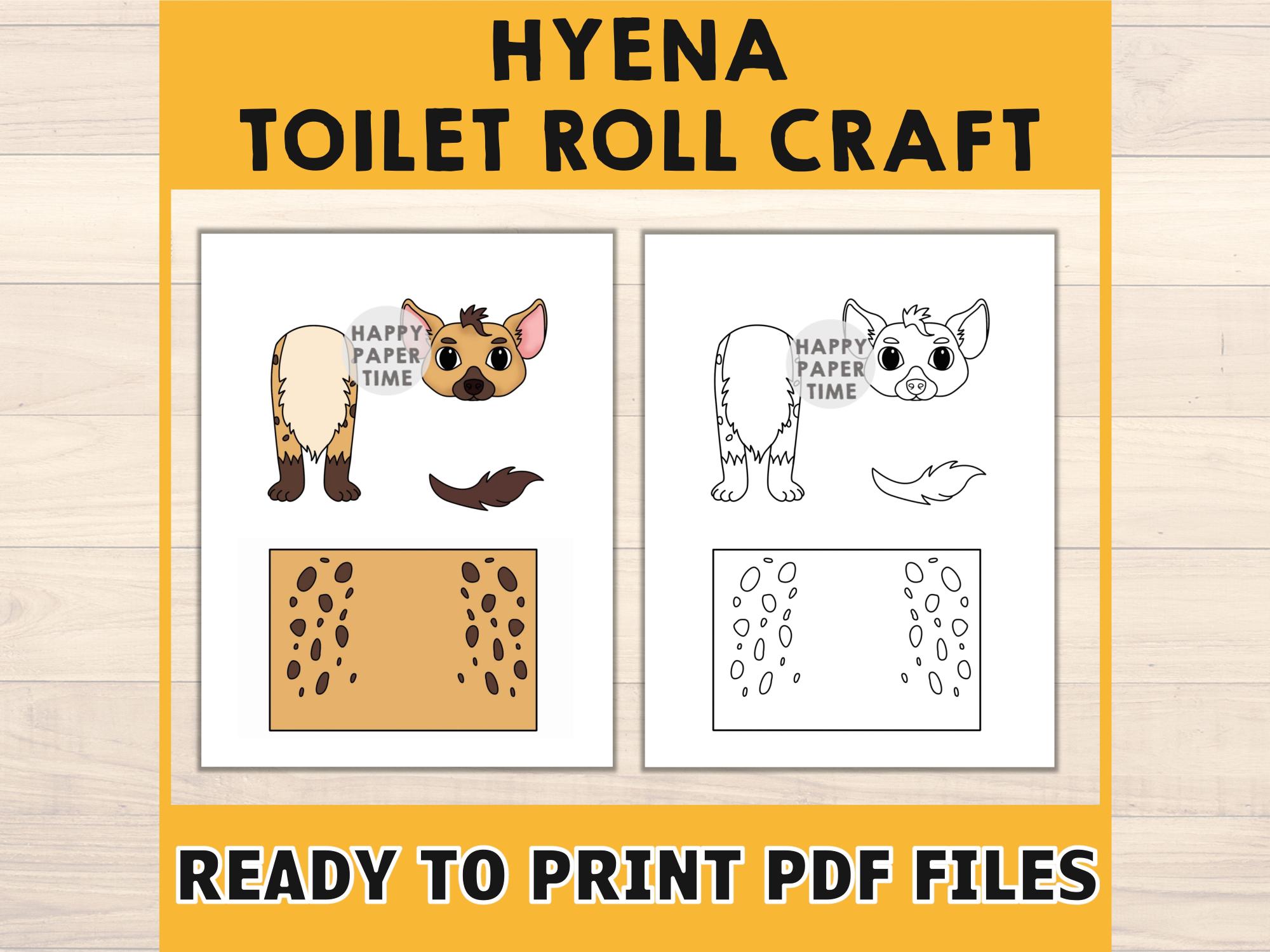 Hyena Toilet Paper Roll Craft African Animal Safari Party Coloring ...