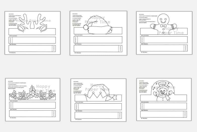 Christmas Paper Crowns Coloring Activity Printable Kids Craft | Etsy