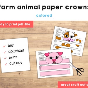 Farm Animals Paper Crowns Pig Pony Cow Rabbit Sheep Chicken Printable ...