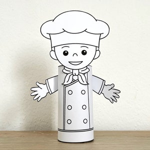 Chef Cook Toilet Paper Roll Craft Restaurant Party Coloring Printable ...